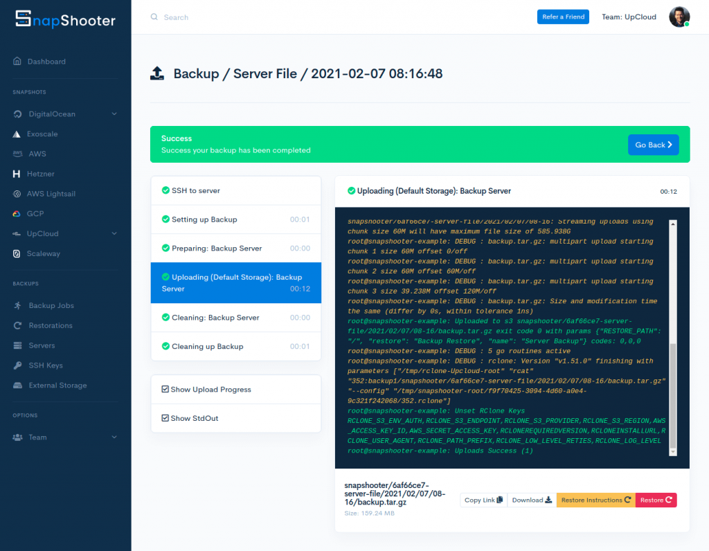 How To Save Backups In Object Storage Using SnapShooter - UpCloud