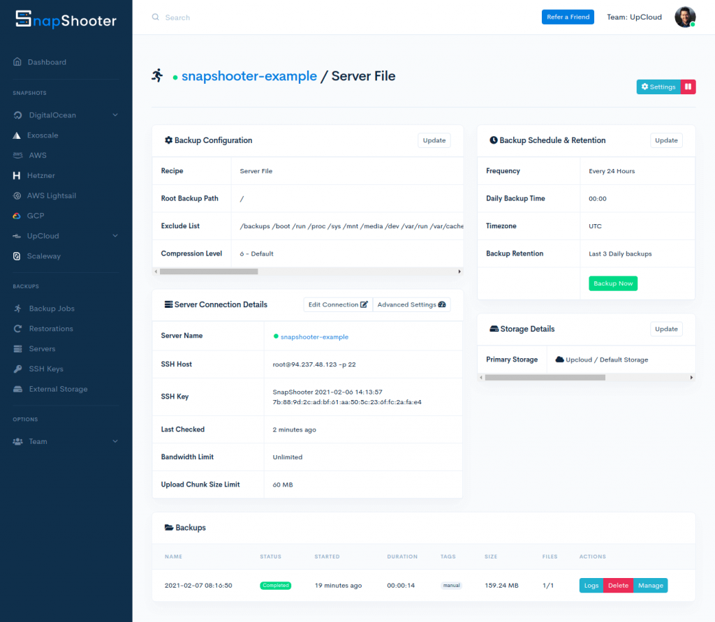 How To Save Backups In Object Storage Using SnapShooter - UpCloud