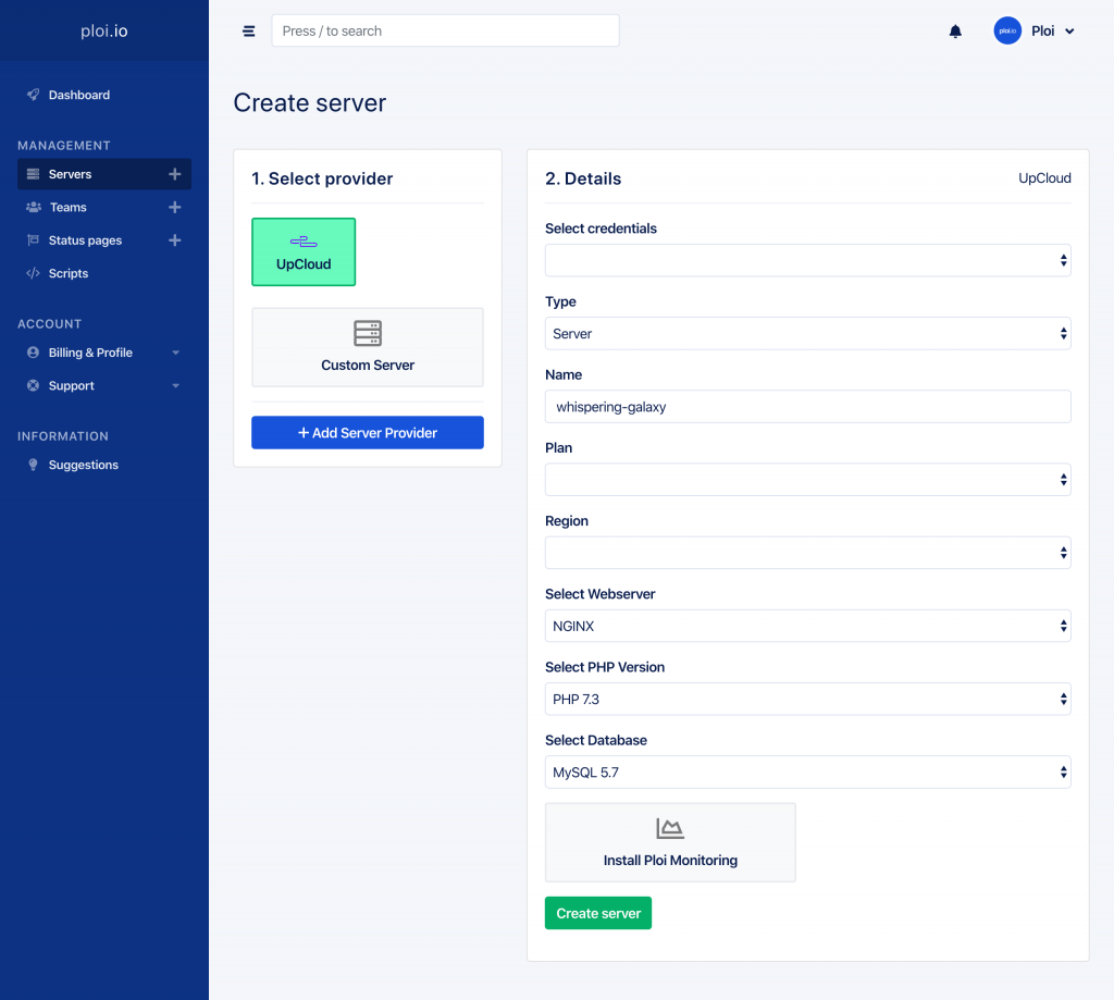 How to start deploying websites with Ploi - UpCloud